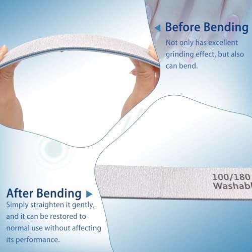 15PCS Professional Reusable Double-Sided 100/180 Grit Blue Nail File | eBay