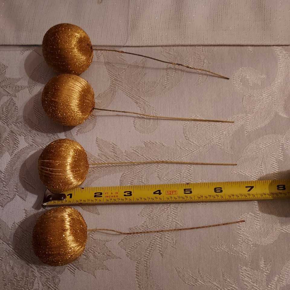 Vintage Christmas Picks Gold Foam Christmas Ornament Ball Sparkle ...