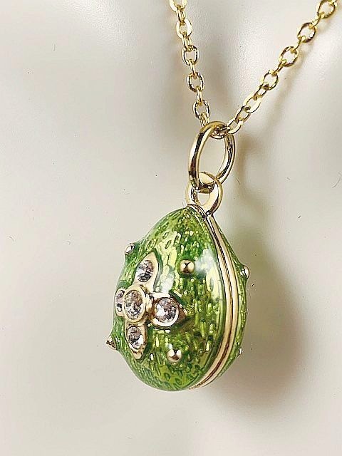 Russian Faberge Inspired Easter Egg Peridot Enamel Egg Pendant with ...