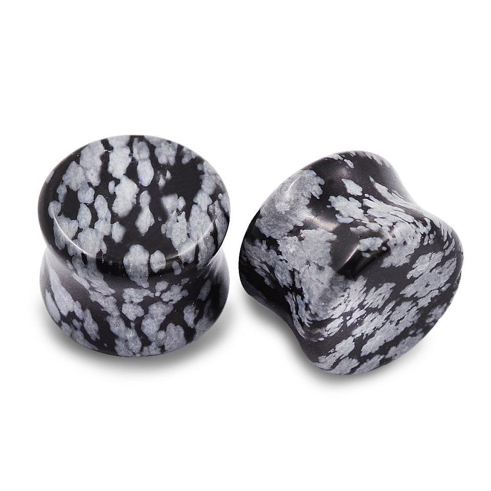 PAIR Organic Natural Stone Ear Gauges Ear Plugs Double Flared Piercing ...