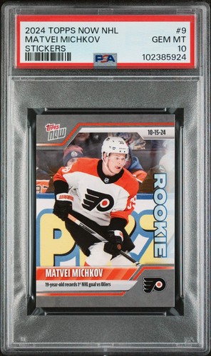 Graded 2024 Topps Now NHL Matvei Michkov #9 Stickers Rookie Hockey Card ...