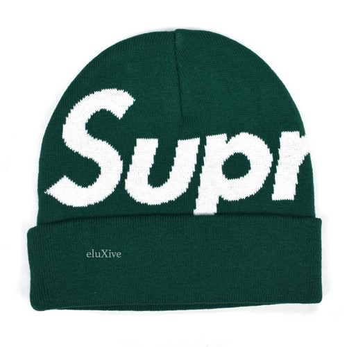 NWT Supreme NY Big Logo Knit Beanie Hat Dark Green Men's DS FW22 ...