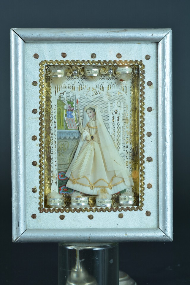 Vintage Frame 7 Relics Reliquary Holy Card Saint Fabien Marc Simon André Thérèse | eBay