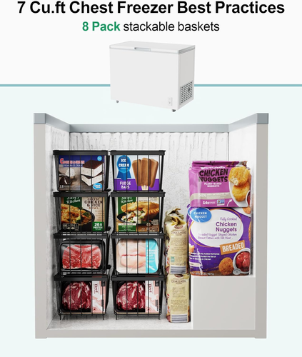 4-Pack Stackable Freezer Organizer Bins for 5-7 Cu.Ft Chest Freezer ...
