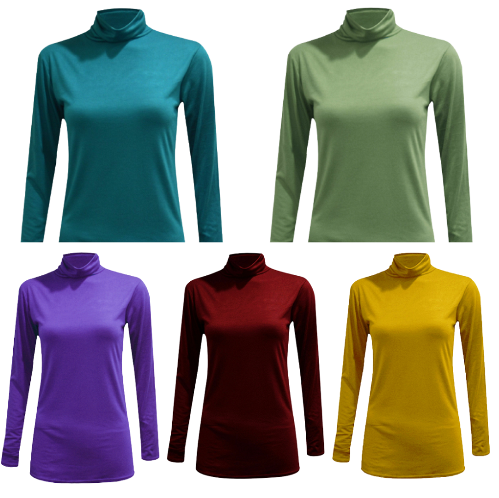 LADIES LONG SLEEVE POLO NECK ROLL NECK TOP WOMENS TURTLE NECK PLAIN ...