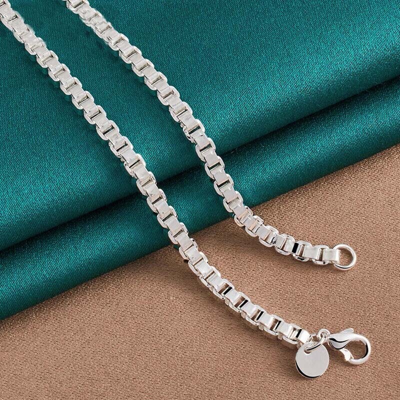 925 Sterling Silver 5mm Box Chain Necklace Unisex Wedding Party Jewelry ...