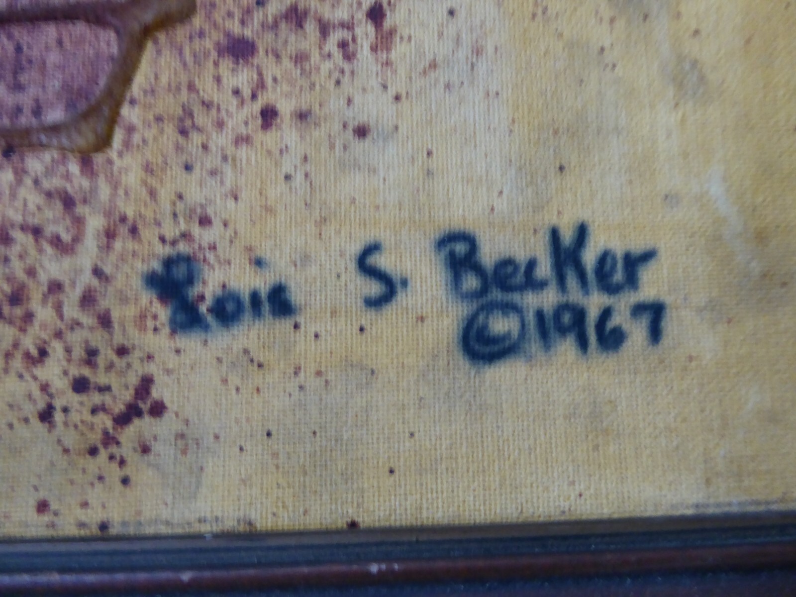 2 x Vintage Lois S Becker 1967 Flower Paintings, Art Wood Frame Signed ...