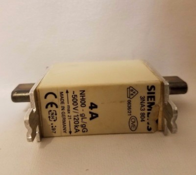Siemens 3NA3 804 Fuse Link 4A 4Amp NH00 - gL/gG 500V | eBay