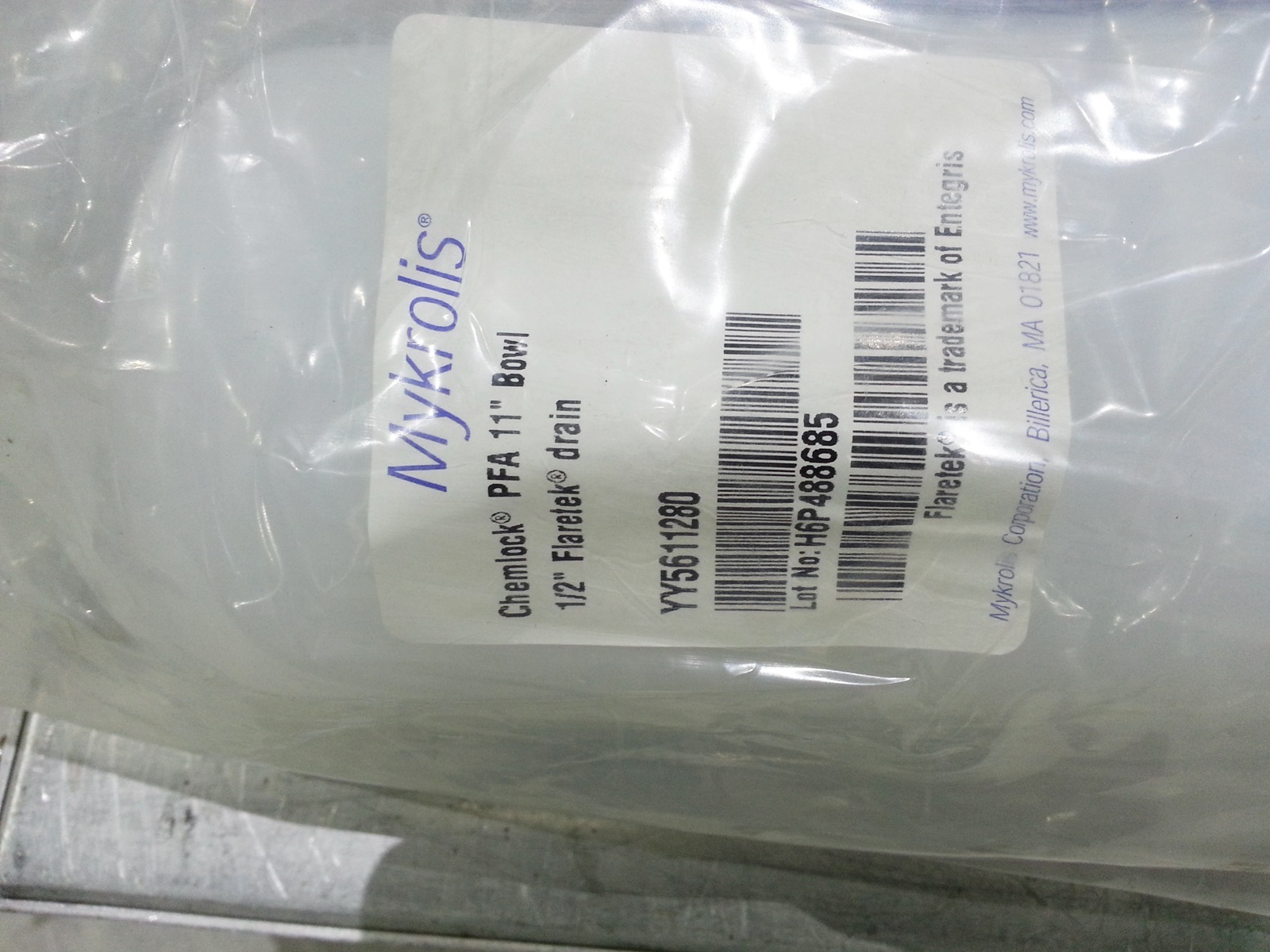 Mykrolis YY5611280 Chemlock PFA 11" Bowl 1/2" Flaretek drain | eBay