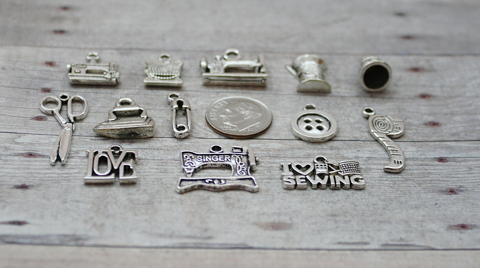 13pc or 5pc Sewing/Seamstress Charm Set Lot Collection/ Machine,Thimble ...