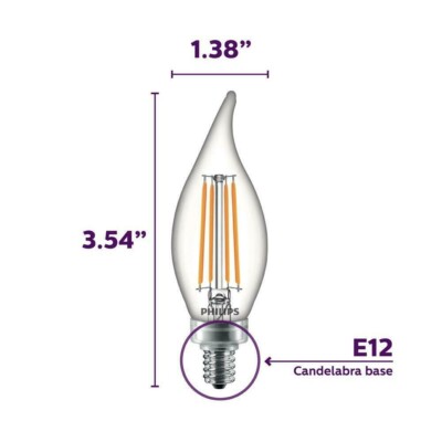 Philips BA11 Candelabra Dimmable LED Decorative Light Bulb (LOT OF 9 ...