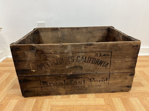 Vintage PETTIJOHN'S CALIFORNIA WOOD BOX shipping crate country rustic ...