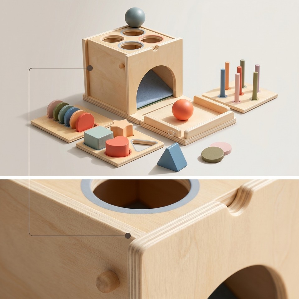 Educational Toy with Shape Boards Pastel Wooden Sorting Box Easy-to ...