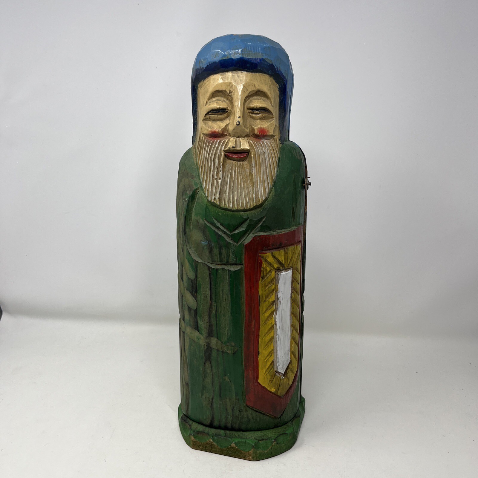 Vintage Hand Carved Wooden Monk Wine Bottle Box Holder Santa Gift | eBay