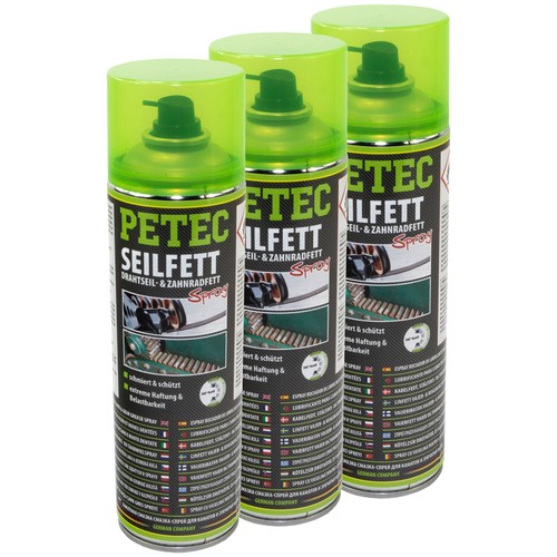 PETEC 71650 Seilfett Seilfettspray Drahtseilfett Zahnradfett Fettspray ...