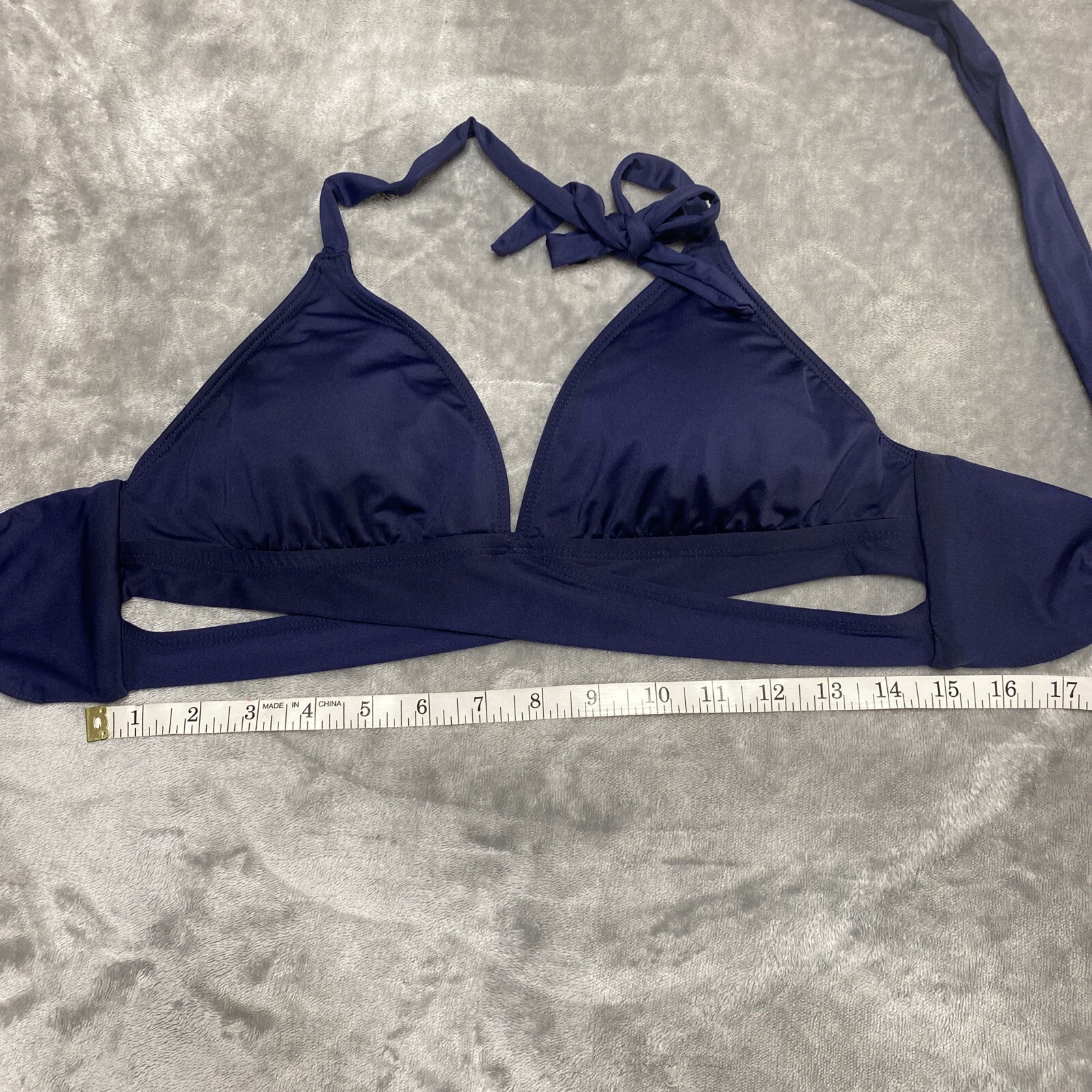 Kona Sol Halter Bikini Swim Top Blue Color Medium - Gem