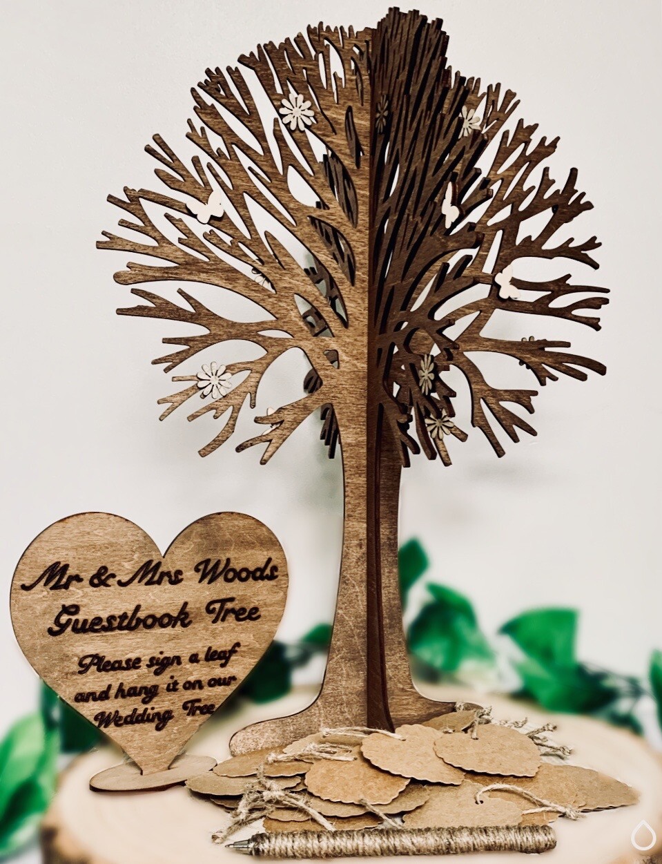 Custom 40cm 3D Guest Book Tree Wedding Party Engagement Baptism 30 Card ...