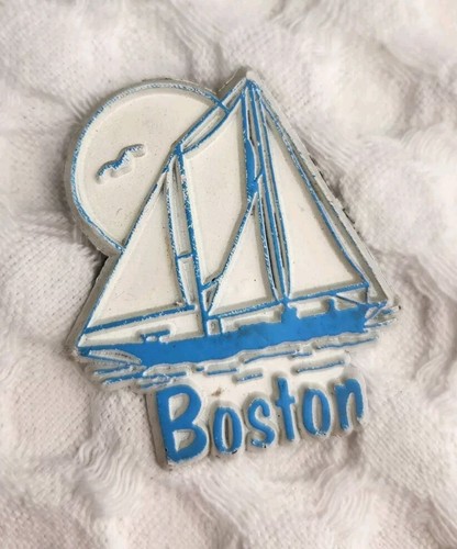 vintage rubber travel souvenir fridge magnet Boston Massachusetts state ...