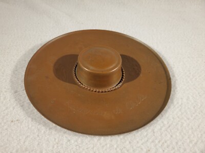 VINTAGE EMBOSSED COPPER RECUERDO DE CHILE HAT COWBOY MOTIF | eBay