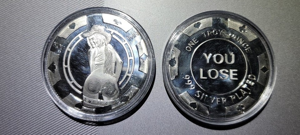 Silver You Win You Lose Sexy Lady Heads Tails Challenge Token Coin | eBay