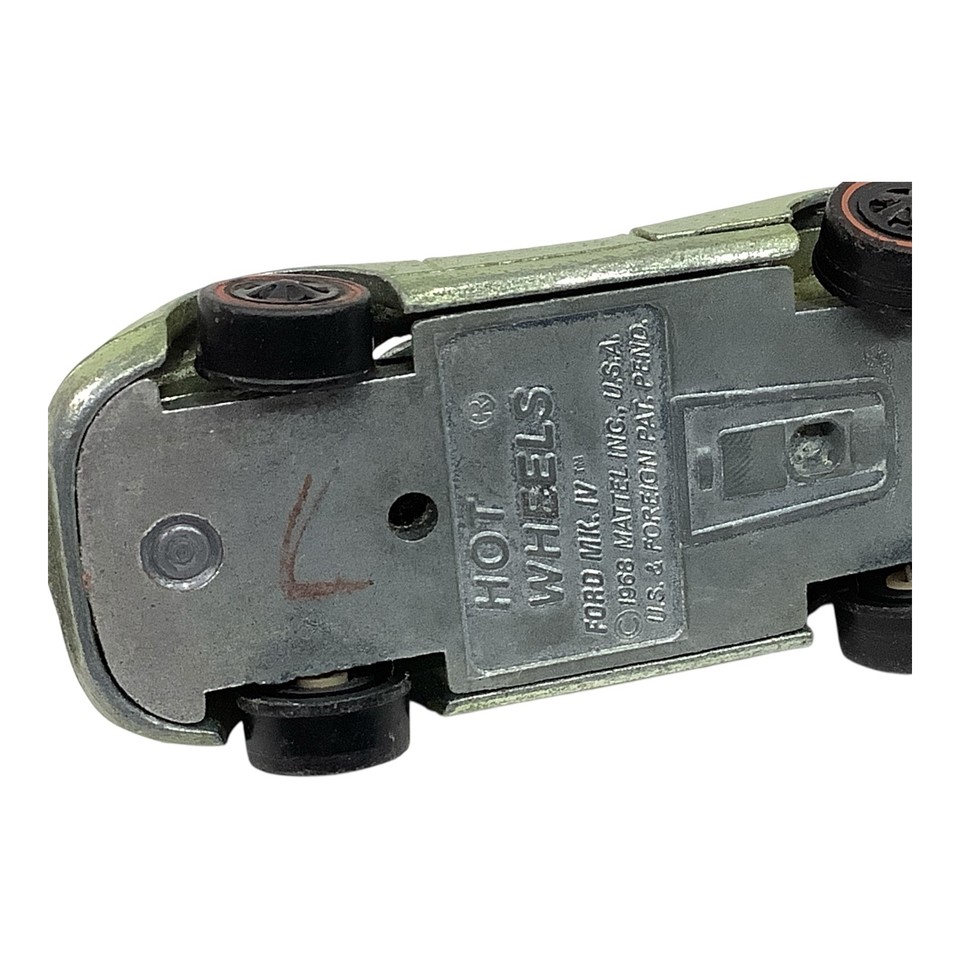 1968 Hot Wheels Ford MK IV Olive Green / Yellow Metallic Red Line Wheel ...