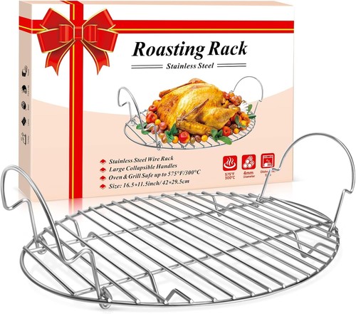 Roasting Rack Stainless Steel Oval Cooling Rack with Handle Wire Rack ...