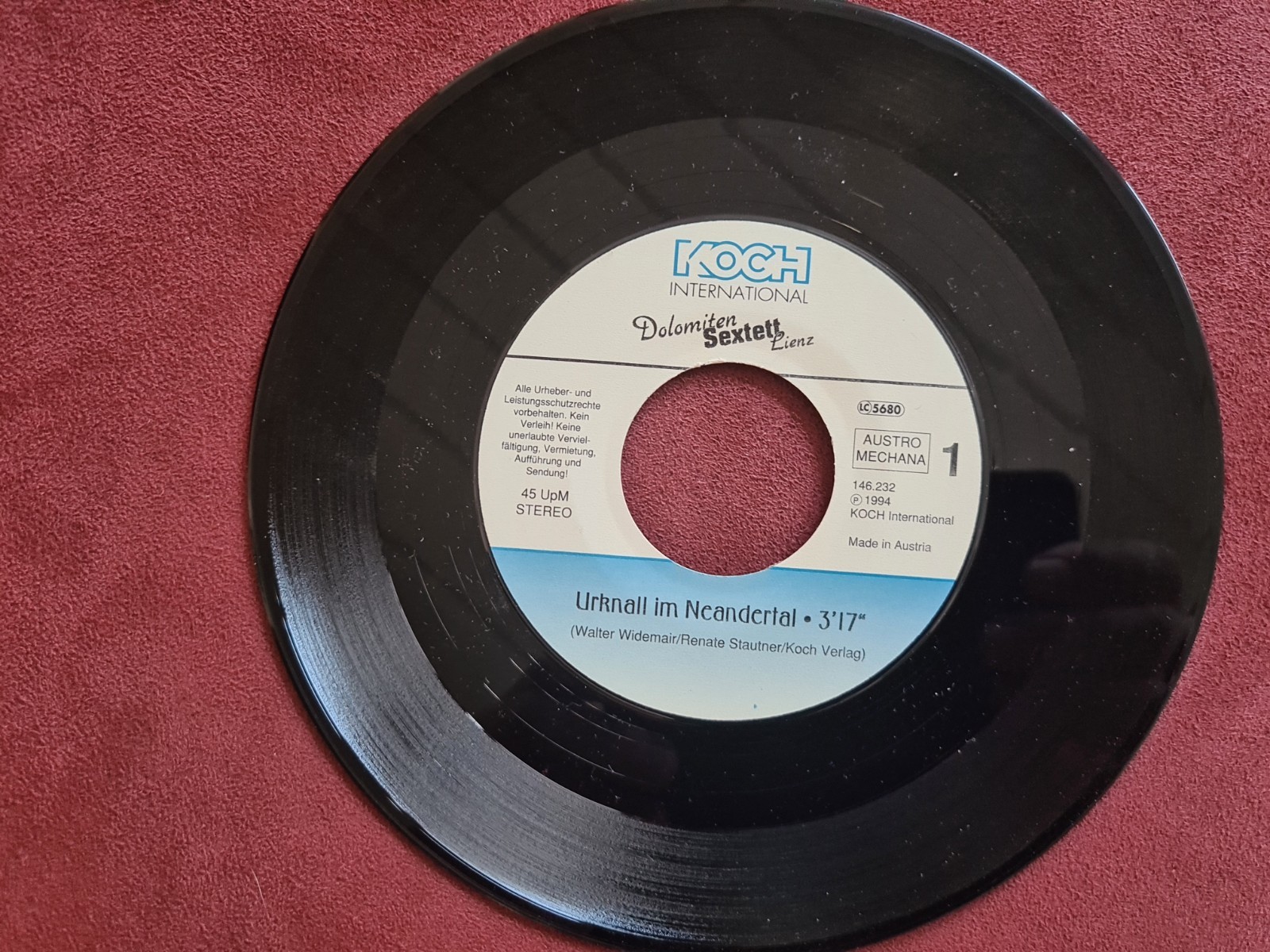 Single Vinyl Dolomiten Sextett "Urknall im Neandertal" - Sehr guter ...