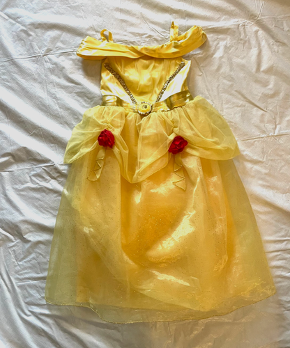 Disney Store Girl 5/6 Princess Belle Beauty & Beast Yellow Gown DRESS ...
