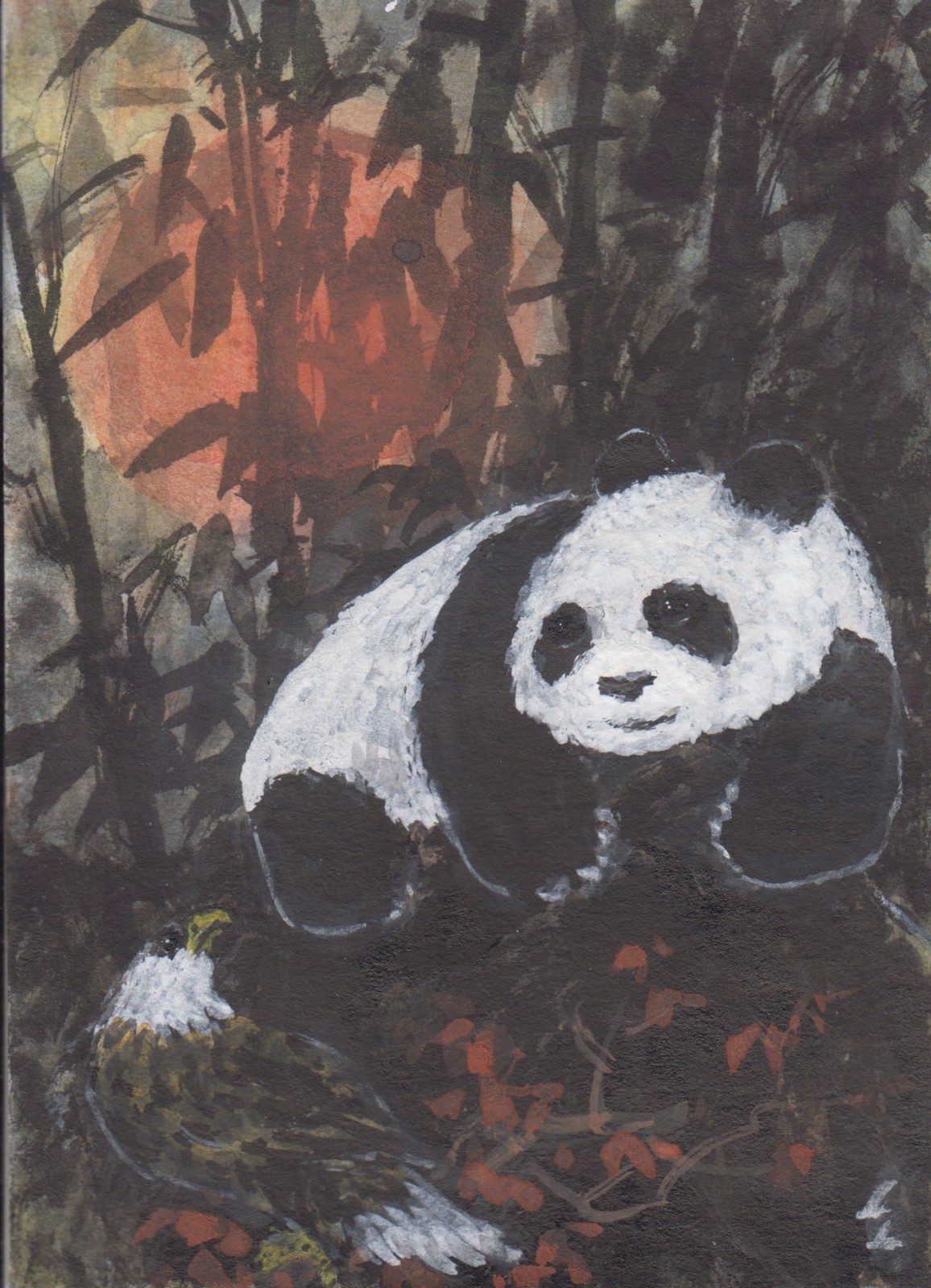 LinLi888 Art ACEO Original Watercolor Painting Pandas Eagle 24052402 | eBay