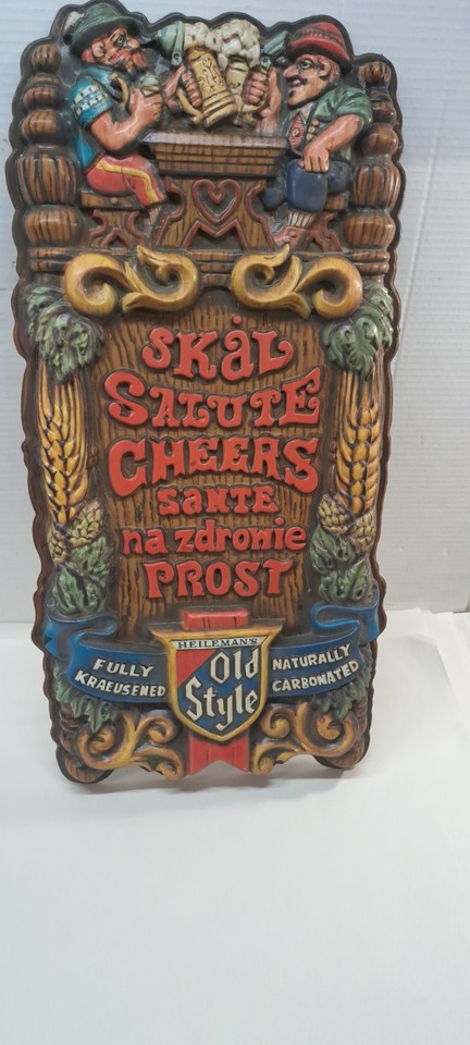 Heileman’s Old Style PLASTIC Beer Sign Skal Salute Cheers | eBay