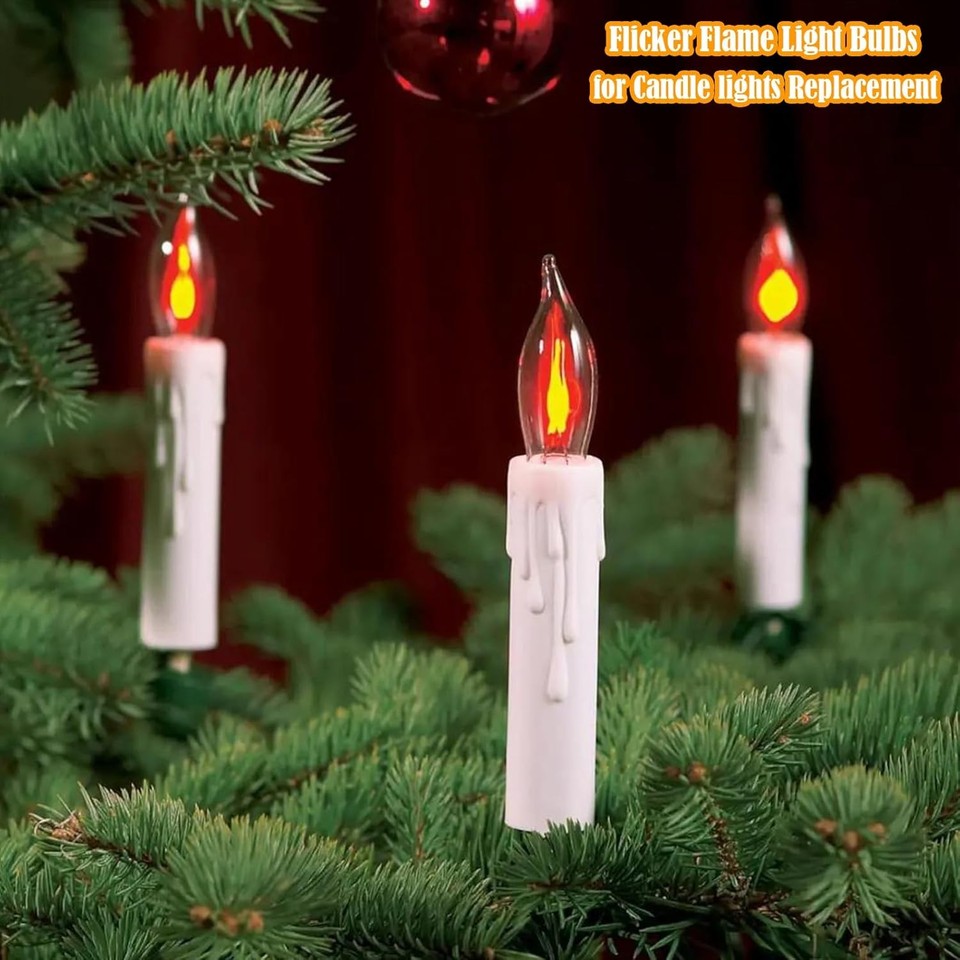Christmas Flicker Flame Light Bulbs, 12 Pack Crystal Clear Flickering ...
