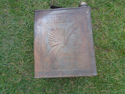 Vintage Shell Aviation fuel RARE 2 Gallon Petrol Can wit a brass cap ...