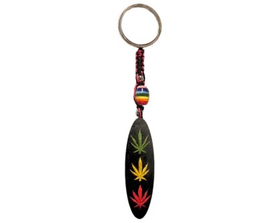 Triple Rasta Leaf Keychain Reggae Art Handmade 3D Macrame Boho Hippie ...