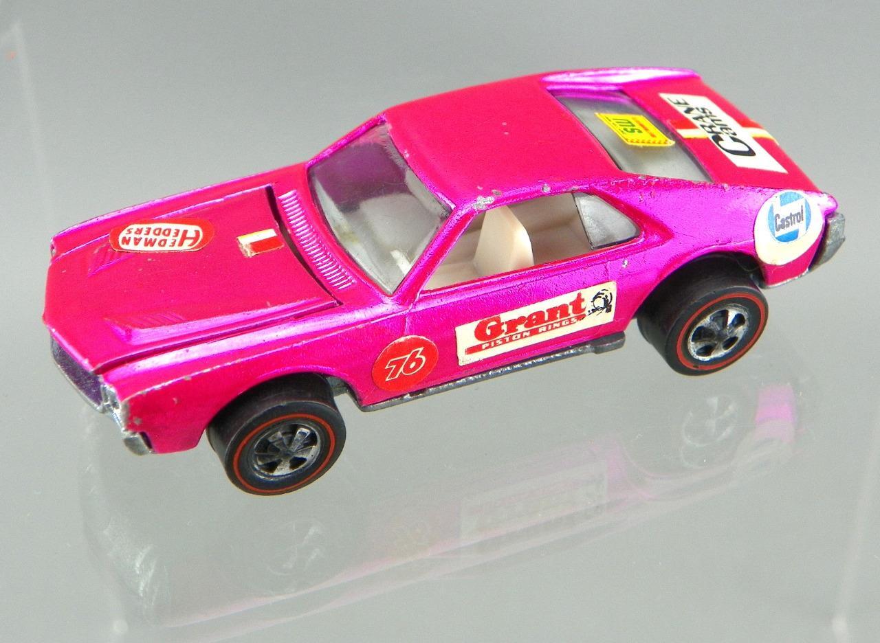 Vintage 1968 Hot Wheels Diecast 1/64 Redline Custom AMX Hot Pink VG-NM ...