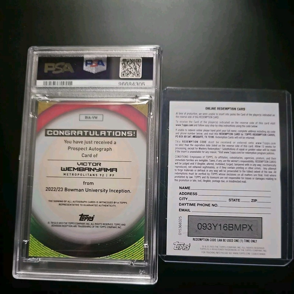 🔥 2022-23 Bowman U Inception Autograph Victor Wembanyama RC Card #VW ...