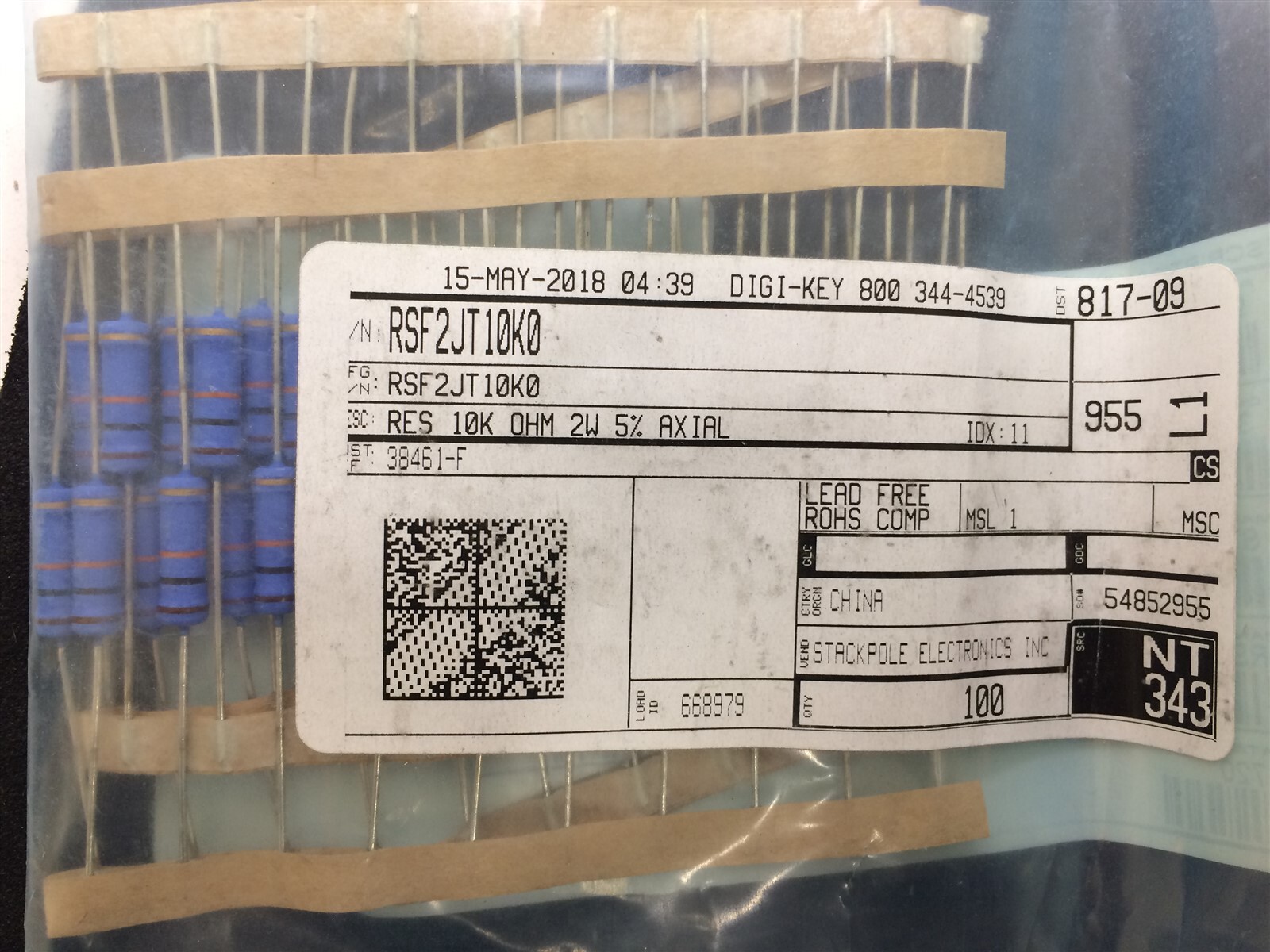 RSF2JT10K0 SEI RES 10K OHM 2W 5% AXIAL 40 PIECES | eBay