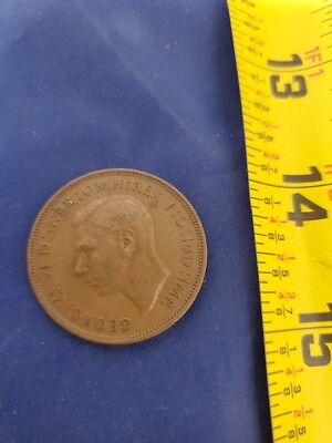 1947 COPPER ONE PENNY COIN GEORGIVS VI D G BR OMN REX F D IND IMP 1947 ...