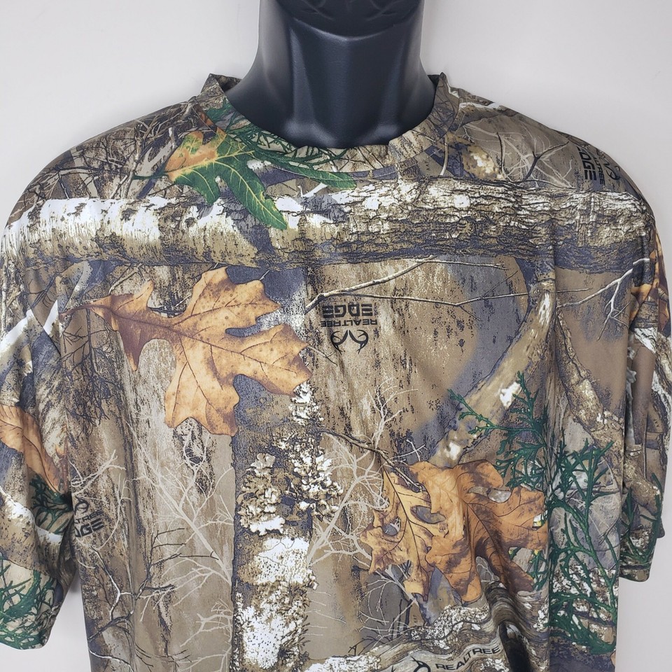 Realtree Edge Mens Shirt Large Fall Leaf Camo Short Sleeve Lightweight ...