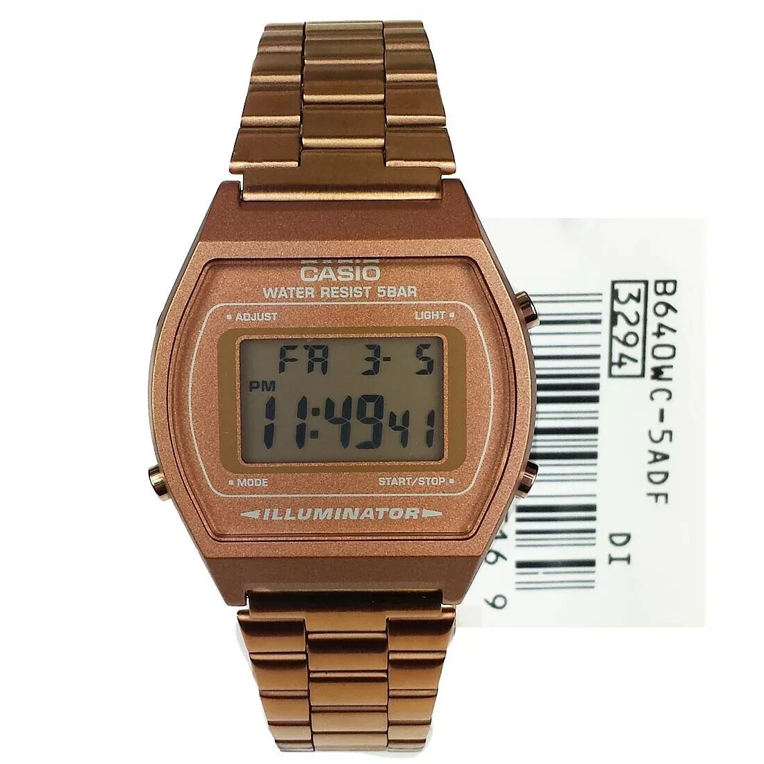 Casio Men's Rose Gold Steel Digital Flash Alert Watch B640WC-5A New ...