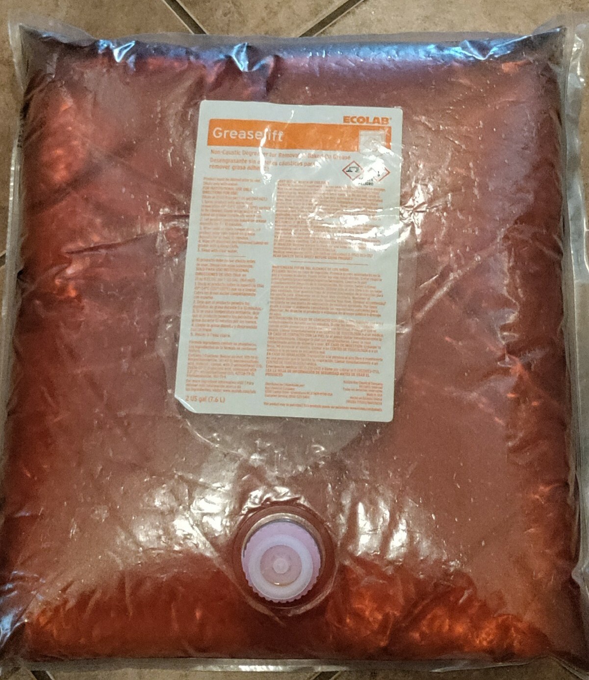 Ecolab GREASELIFT Dispensed Non-Caustic Degreaser 2 Gallon Bladder 7.6 ...