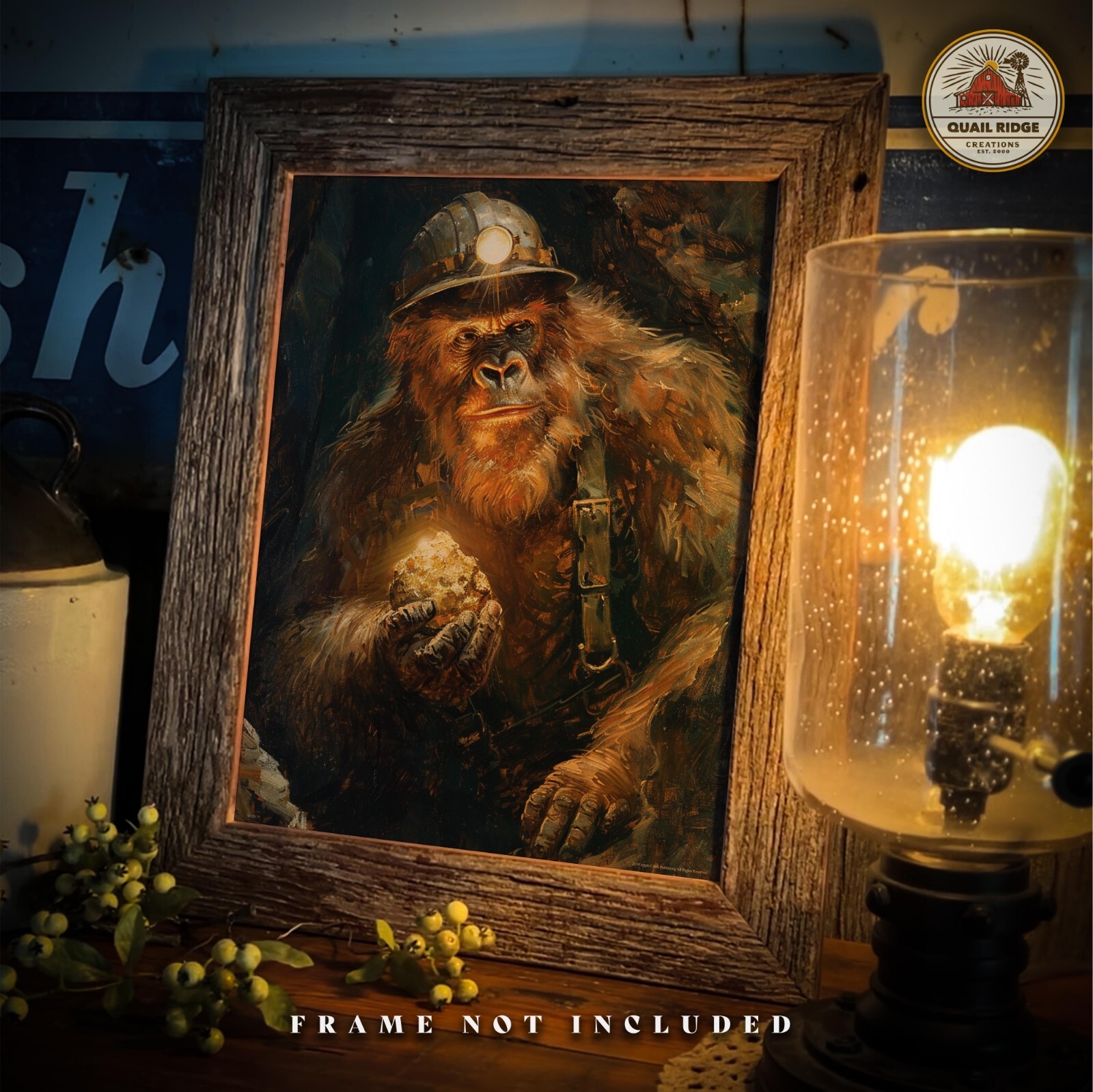 Sasquatch Bigfoot Art Print Vintage Gold Panning Mining Prospecting ...