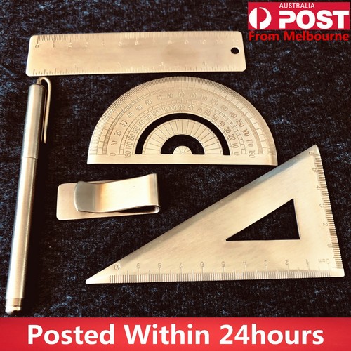 Brass Handmade Handicraft Tool Triangle Ruler Protractor Wallet Pen ...