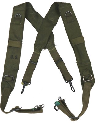 US Army WWII / Korean War M1945 Field Pack Suspenders OD Green M-45 ...