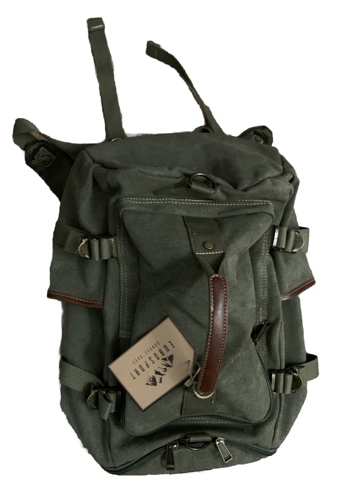 Eurosport Canvas Backpack Bag Olive Green #B718 | eBay