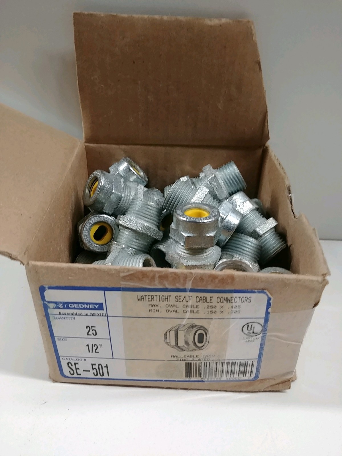 BOX OF 25 NEW OLD STOCK! OZ/GEDNEY 1/2" WATERTIGHT SE/UF CABLE ...