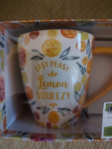 Lang ~ Easy Peasy ~ 17 oz Ceramic Cafe Mug ~ Lemons/Oranges/Gift Box ...