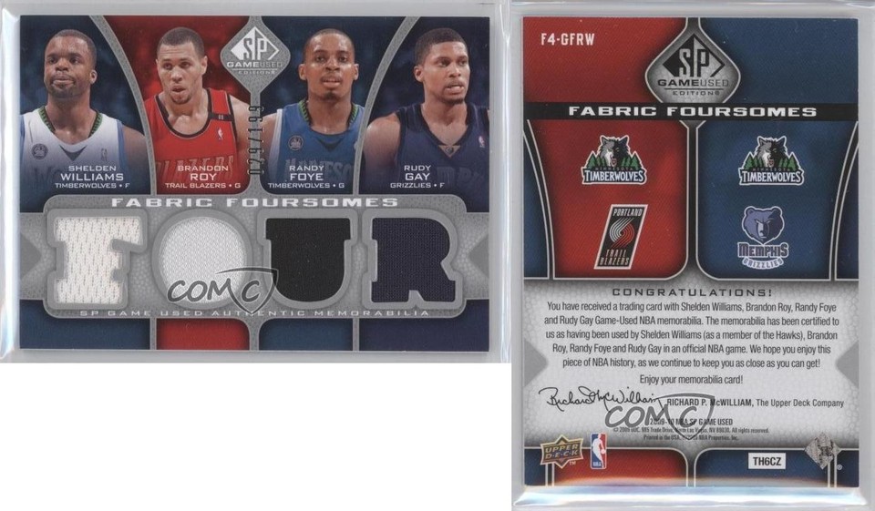 2009 SP Game Used Fabric Foursomes Shelden Williams Brandon Roy Randy ...