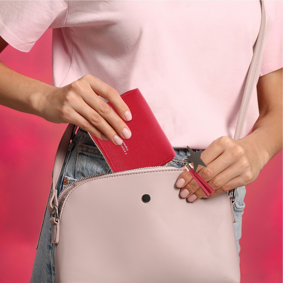 Women Girl Zipper Wallet PU Mini Purse for Cards Keys Coins Small ...