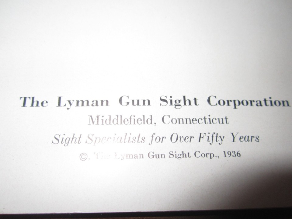 Lyman Rifle Sights Better Aim at Target or Game folder catalog 1936 ...