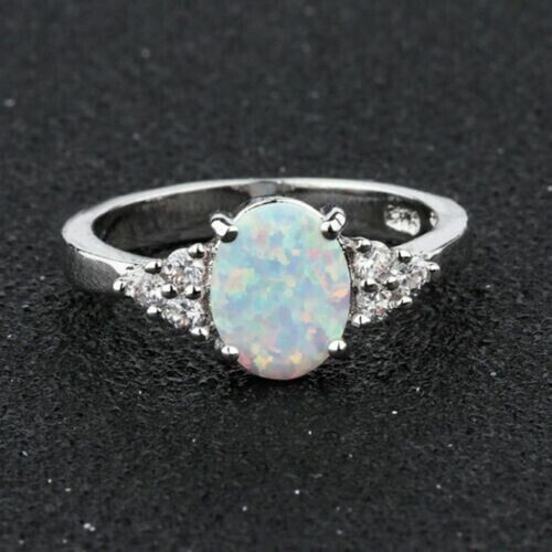 Women's Oval Fancy Opal Solitaire Ring 2.10Ct Lab Created 14k Gold ...